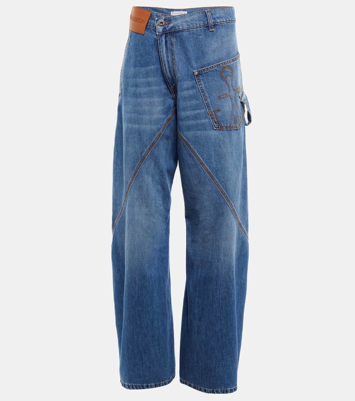 JW Anderson Twisted embroidered wide-leg jeans JW Anderson