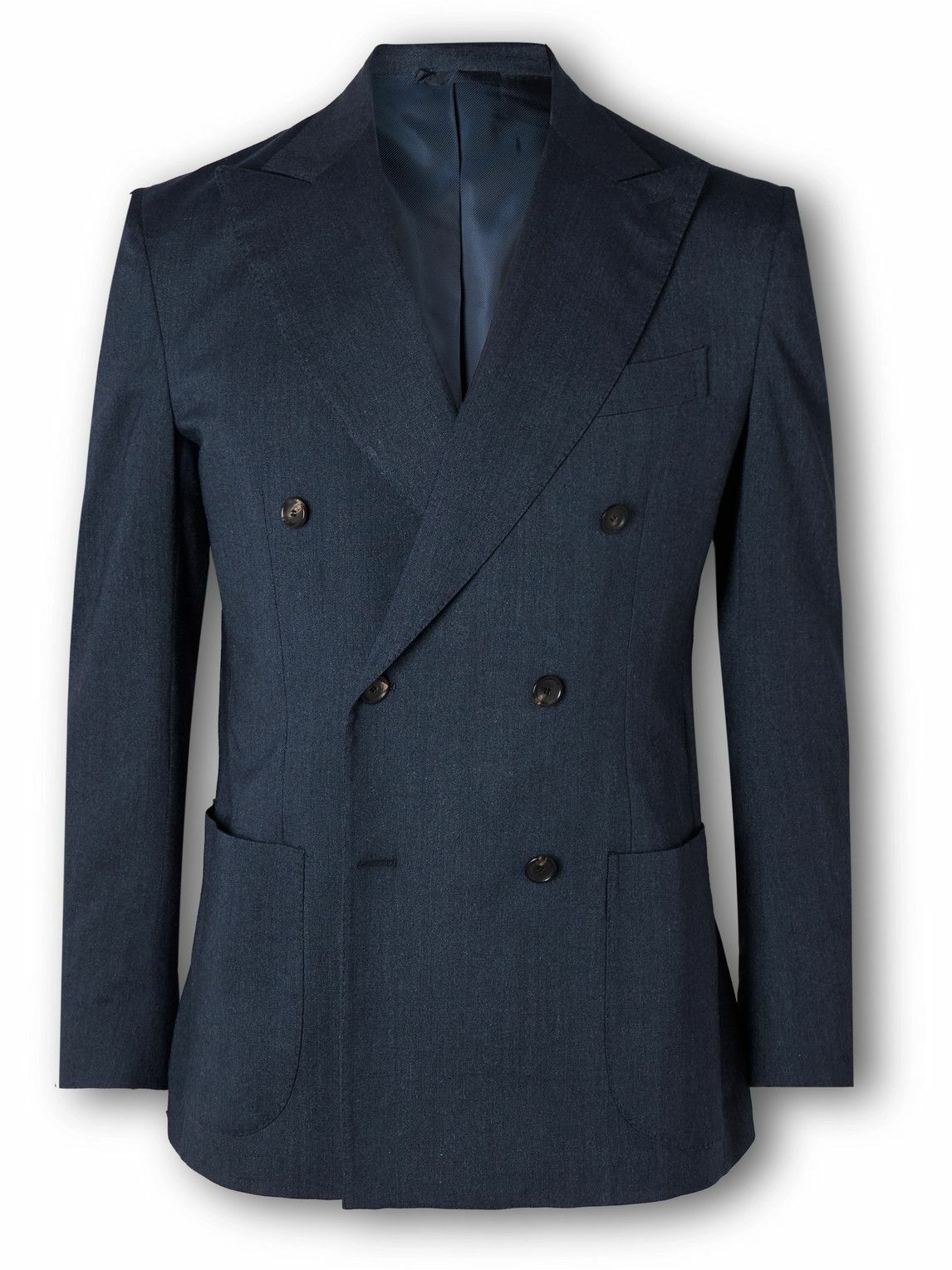 De Petrillo - Double-Breasted Cashmere-Blend Blazer - Blue De Petrillo