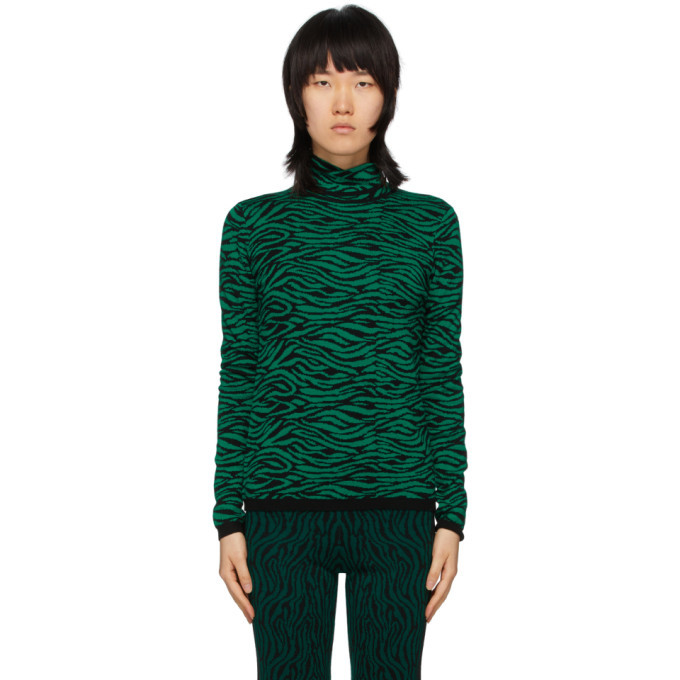 Victor Glemaud Green and Black Victoria Merino Turtleneck Victor Glemaud
