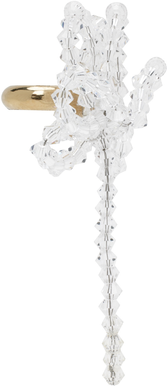 Simone Rocha Transparent Cluster Crystal Flower Single Ear Cuff Simone Rocha