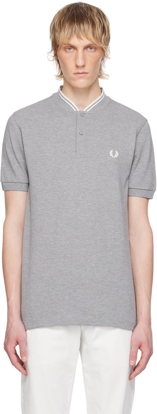 Fred Perry Gray Band Collar Henley Fred Perry