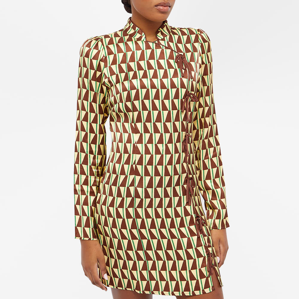 KITRI Women's Allegra Tile Print Mini Dress in Brown KITRI