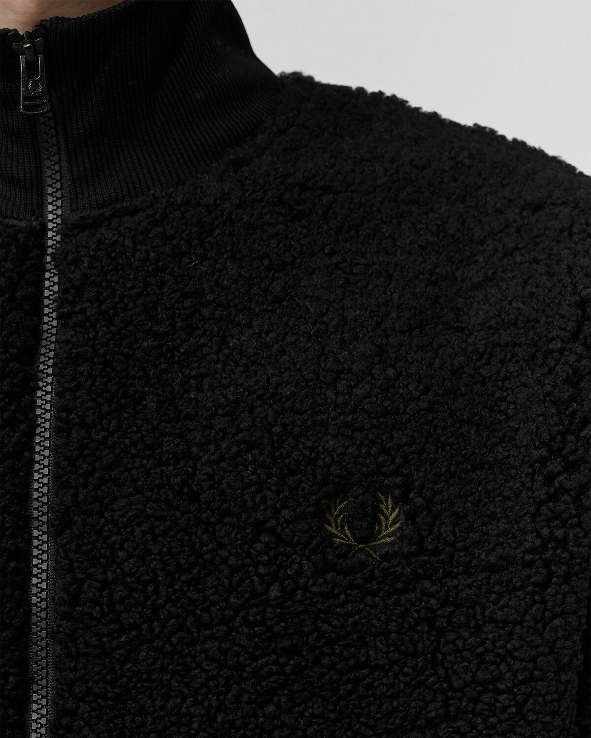 Fred Perry Borg Fleece Track Jacket Black Fleece Jackets Fred Perry