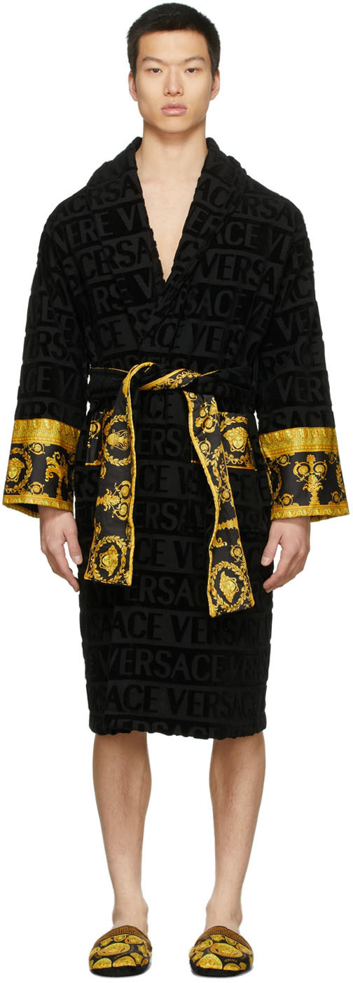 Versace Black I Heart Baroque Robe Versace