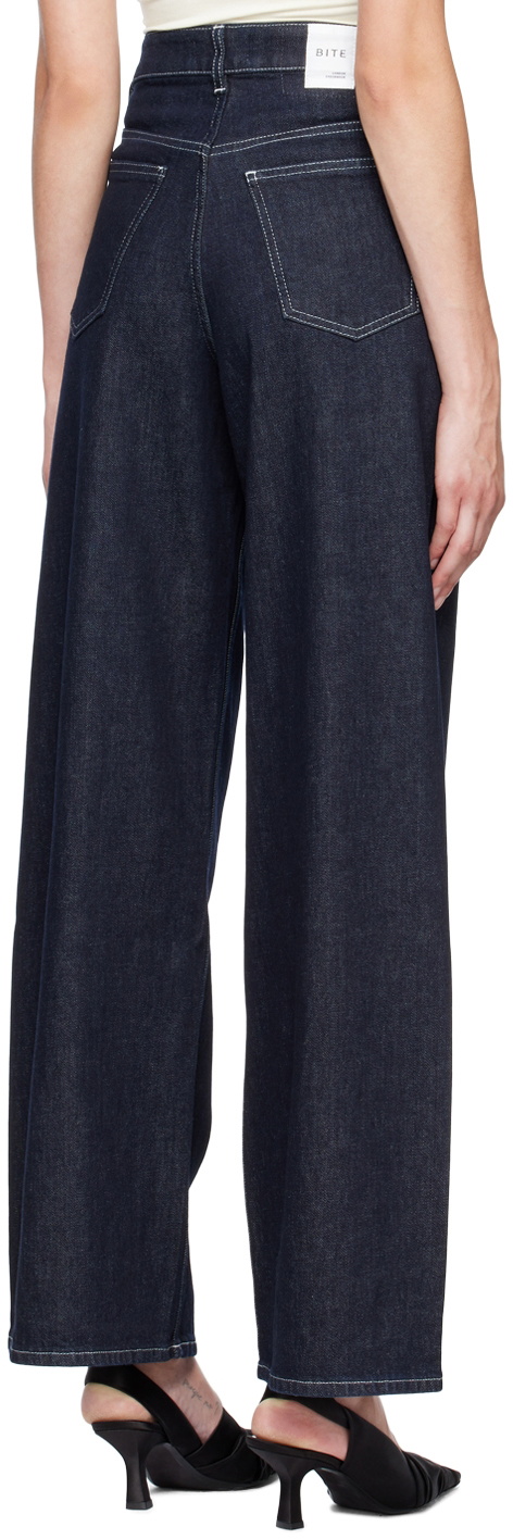 BITE Studios Blue Wide-Leg Raw Denim Jeans BITE