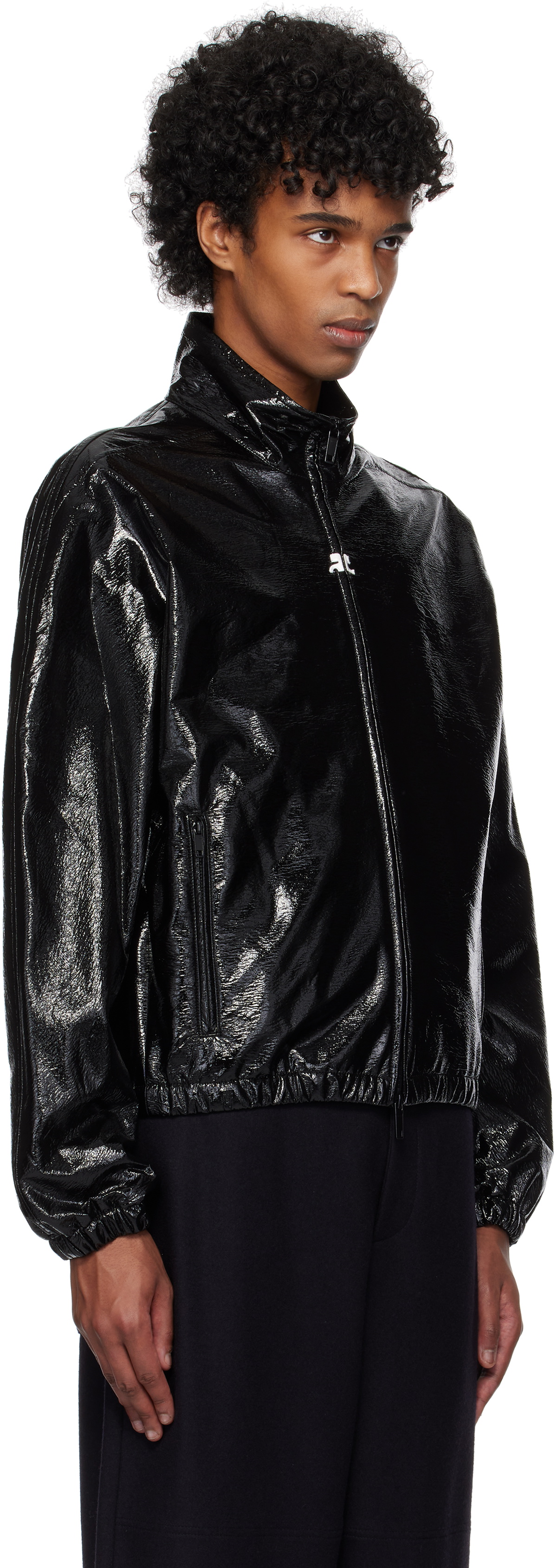 Courrèges Black Tracksuit Vinyl Bomber Jacket Courreges