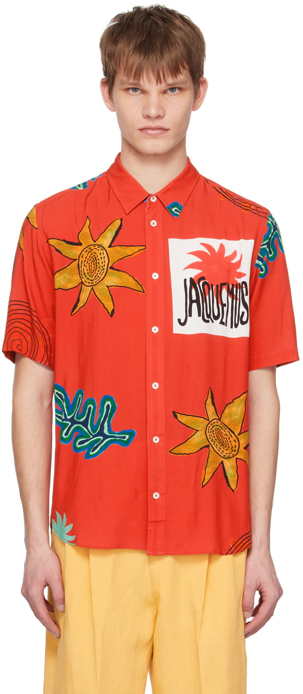 Jacquemus Red Le Raphia 'La Chemise Melo' Shirt Jacquemus