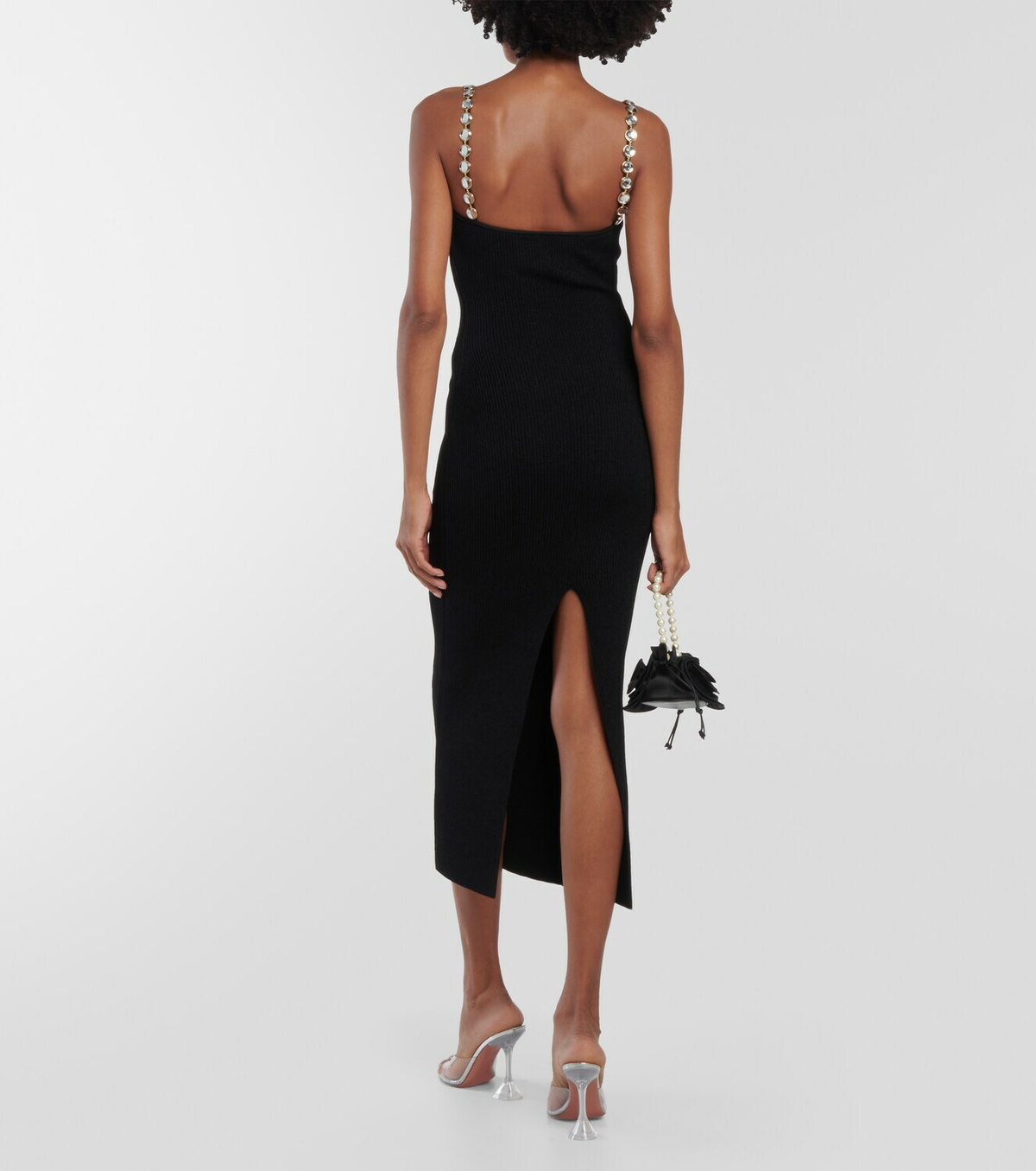 Galvan Globe Chain Wave ribbed-knit midi dress Galvan