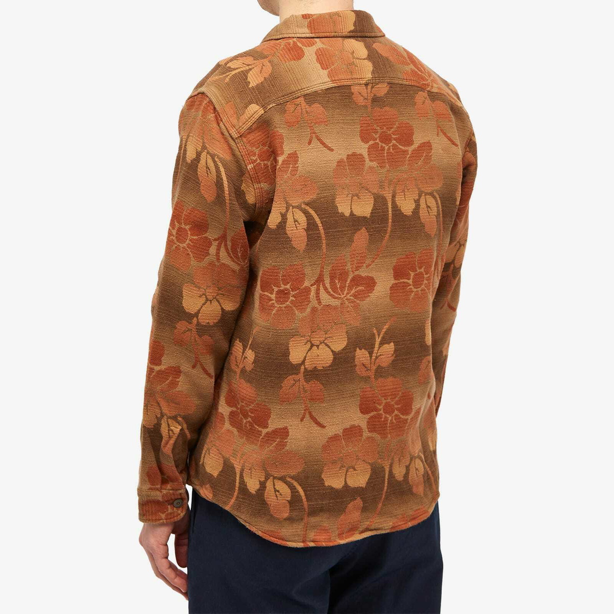 RRL Men's Matlock Floral Overshirt in Brown/Orange RRL