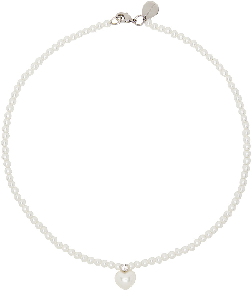 Simone Rocha White Pearl Heart Necklace Simone Rocha