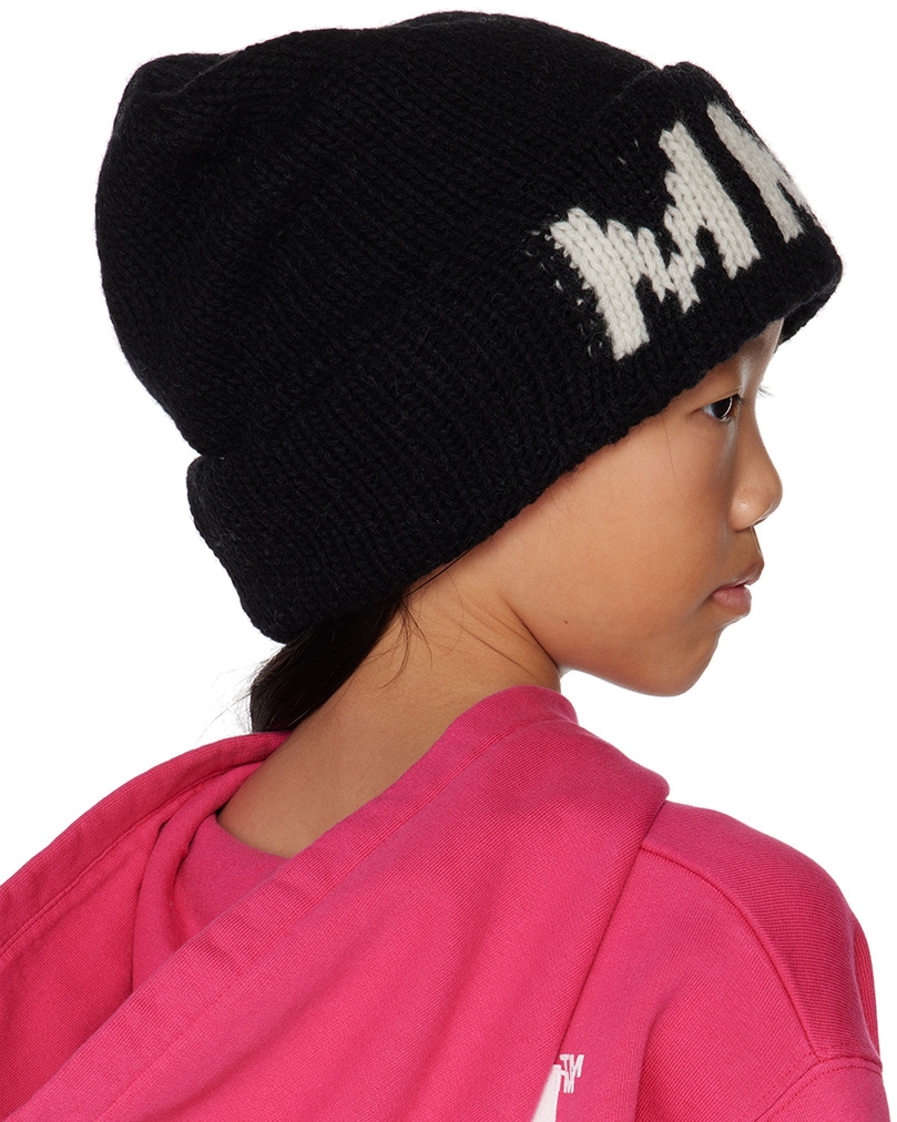 MM6 Maison Margiela Kids Black Logo Beanie MM6 Maison Margiela