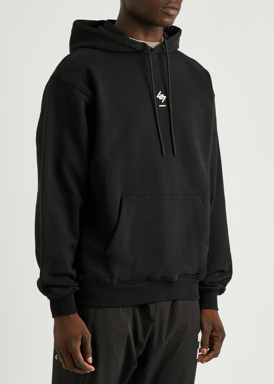Represent 247 Printed Hooded Cotton Sweatshirt Black Represent