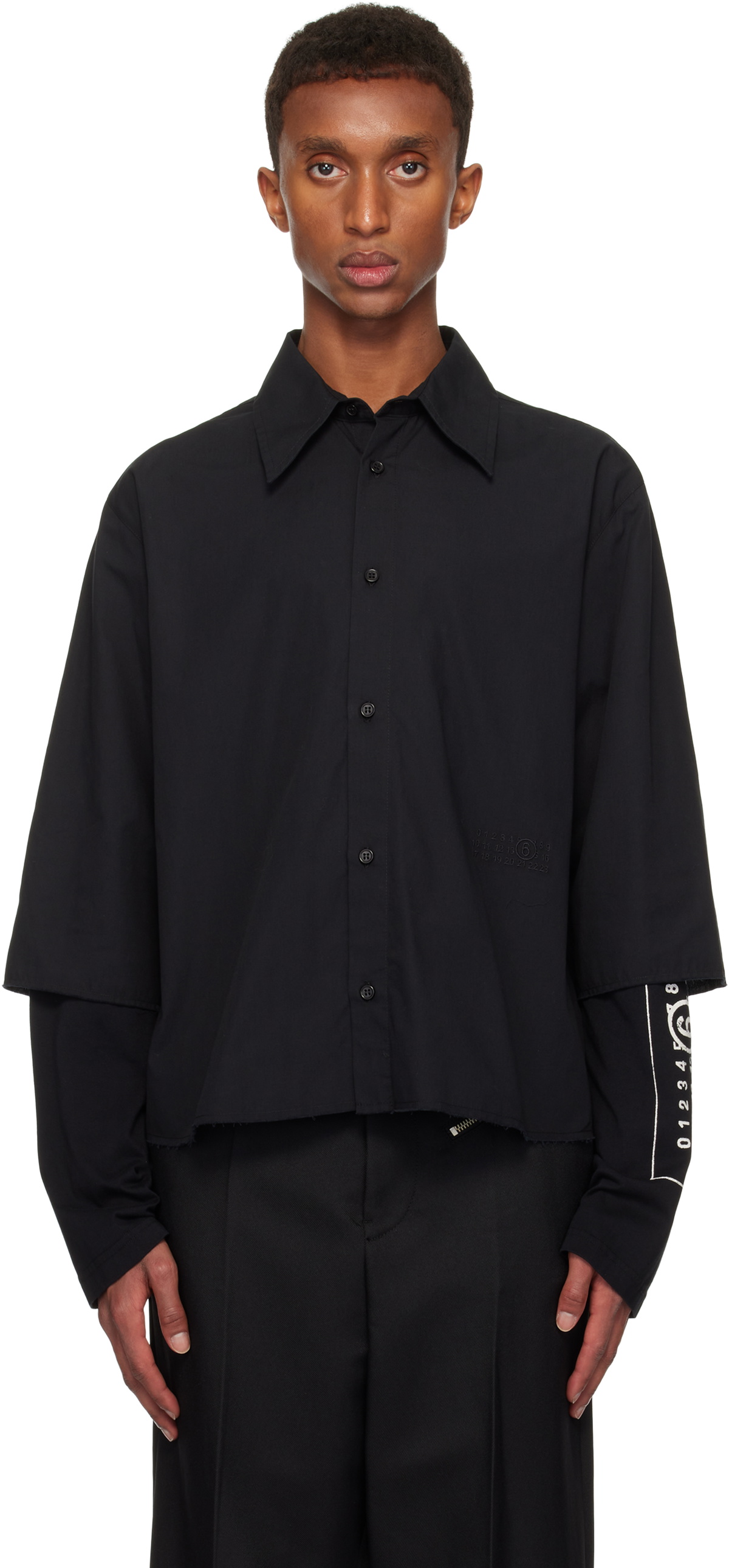 MM6 Maison Margiela Black Long-Sleeved Shirt MM6 Maison Margiela