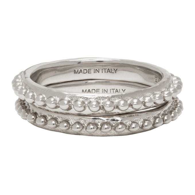 Givenchy Silver Small Beaded Ring Set Givenchy