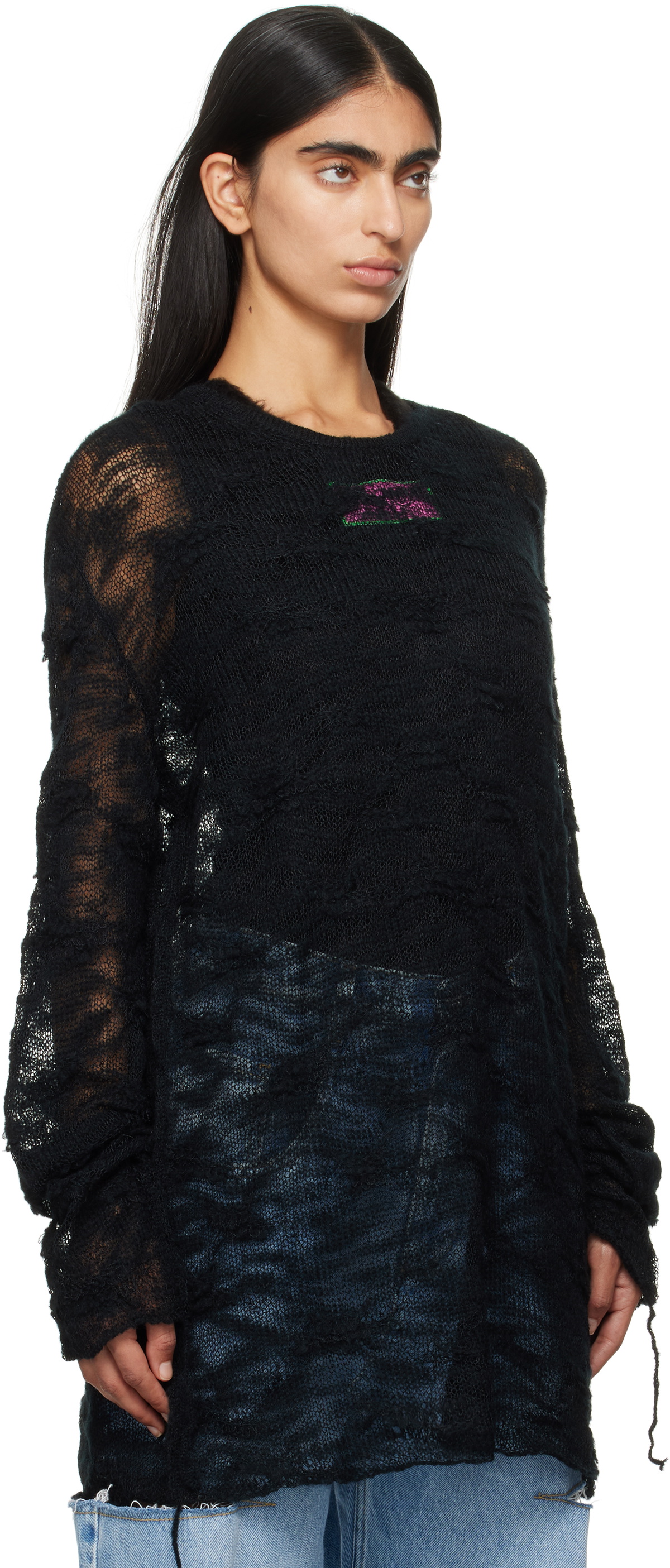 MM6 Maison Margiela Black Sheer Sweater MM6 Maison Margiela