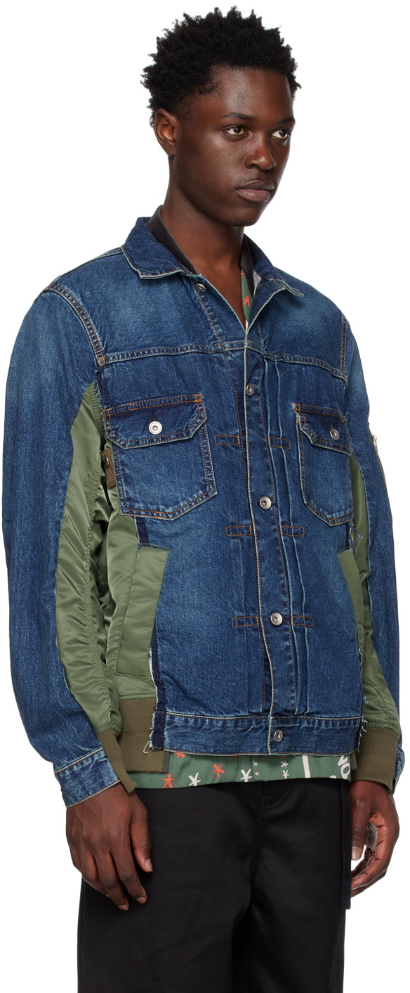 sacai Blue & Khaki Paneled Jacket Sacai
