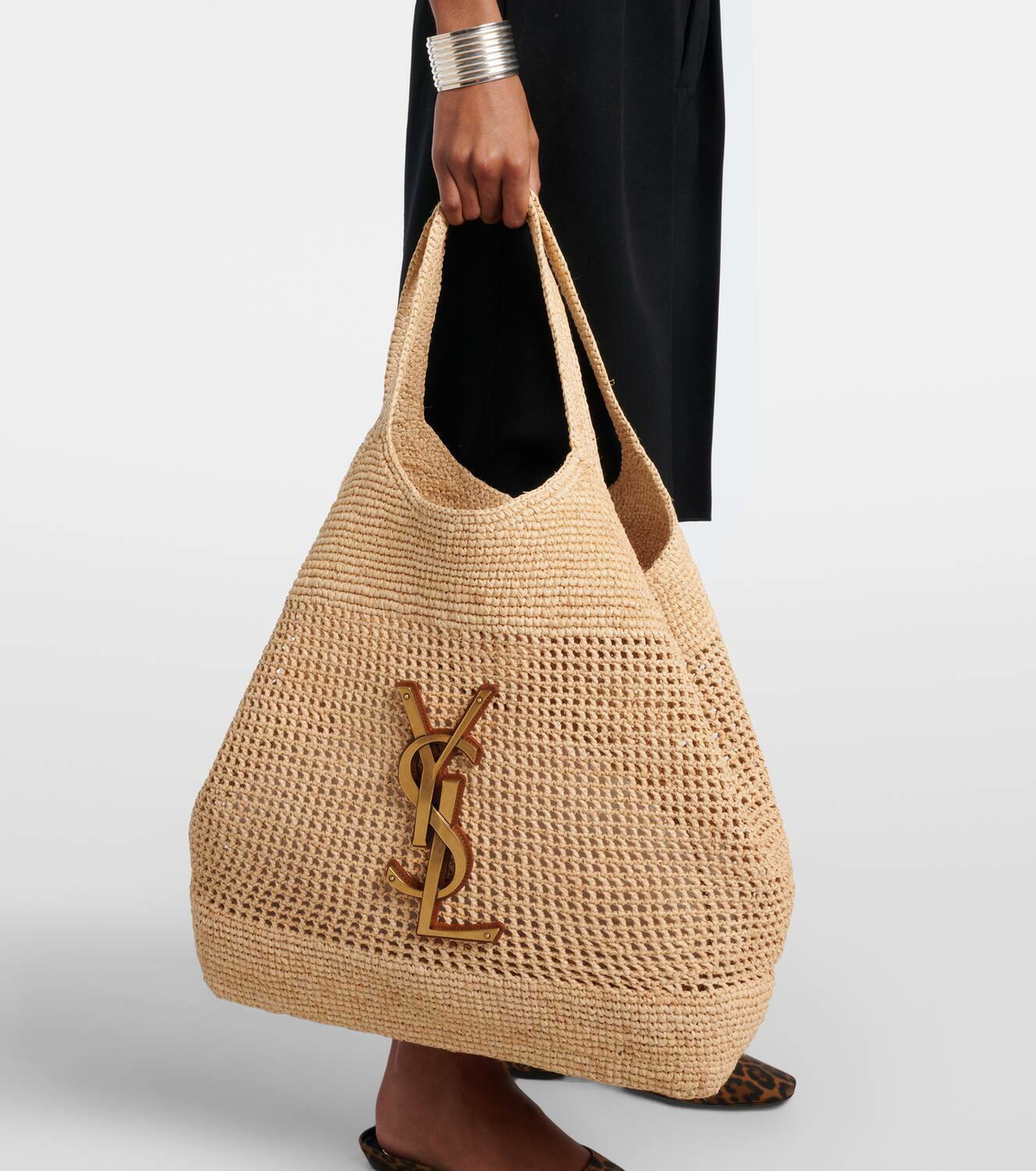 Saint Laurent Icare crochet raffia shopping bag Saint Laurent
