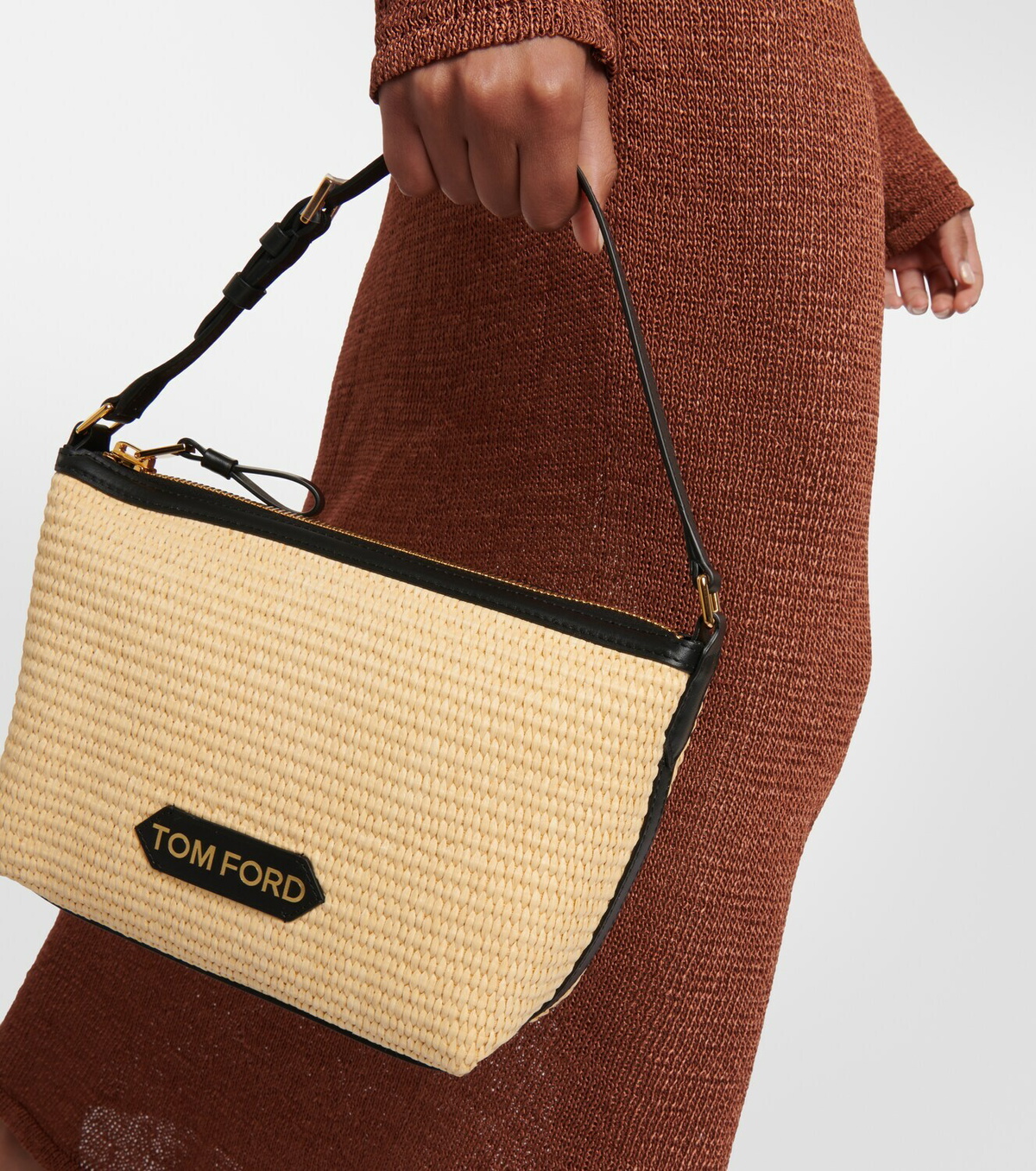 Tom Ford Label Mini raffia-effect shoulder bag TOM FORD