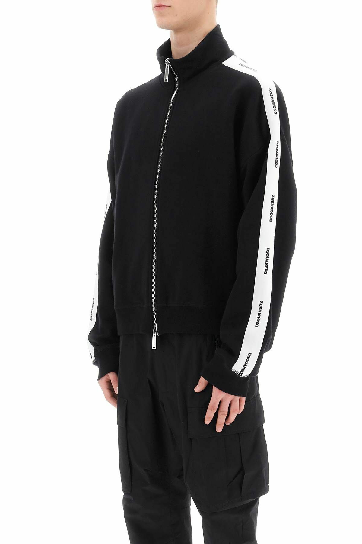 DSQUARED2 zip-up sweatshirt with logo bands Black Dsquared2