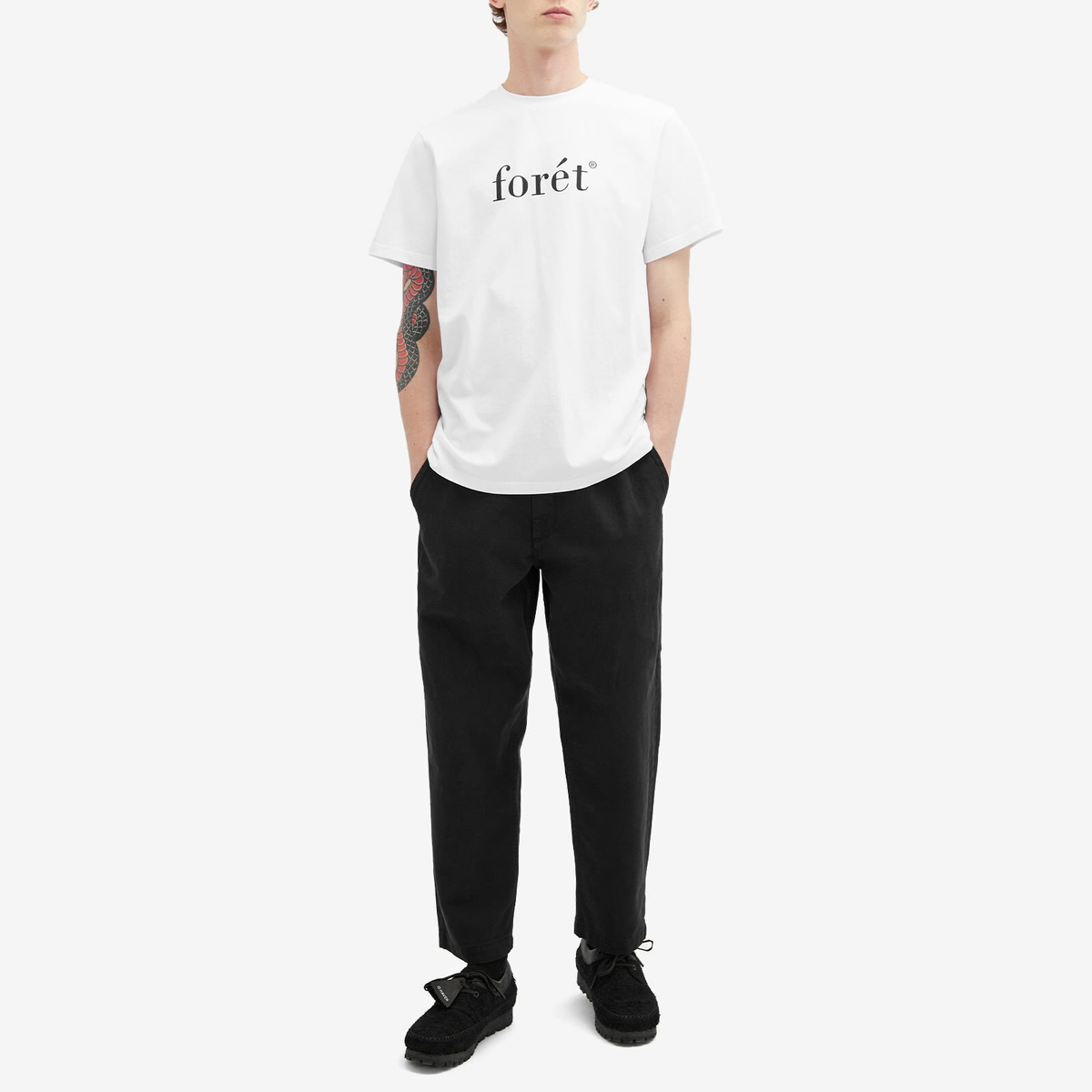 Foret Men's Amber Logo T-Shirt in White/Black Foret
