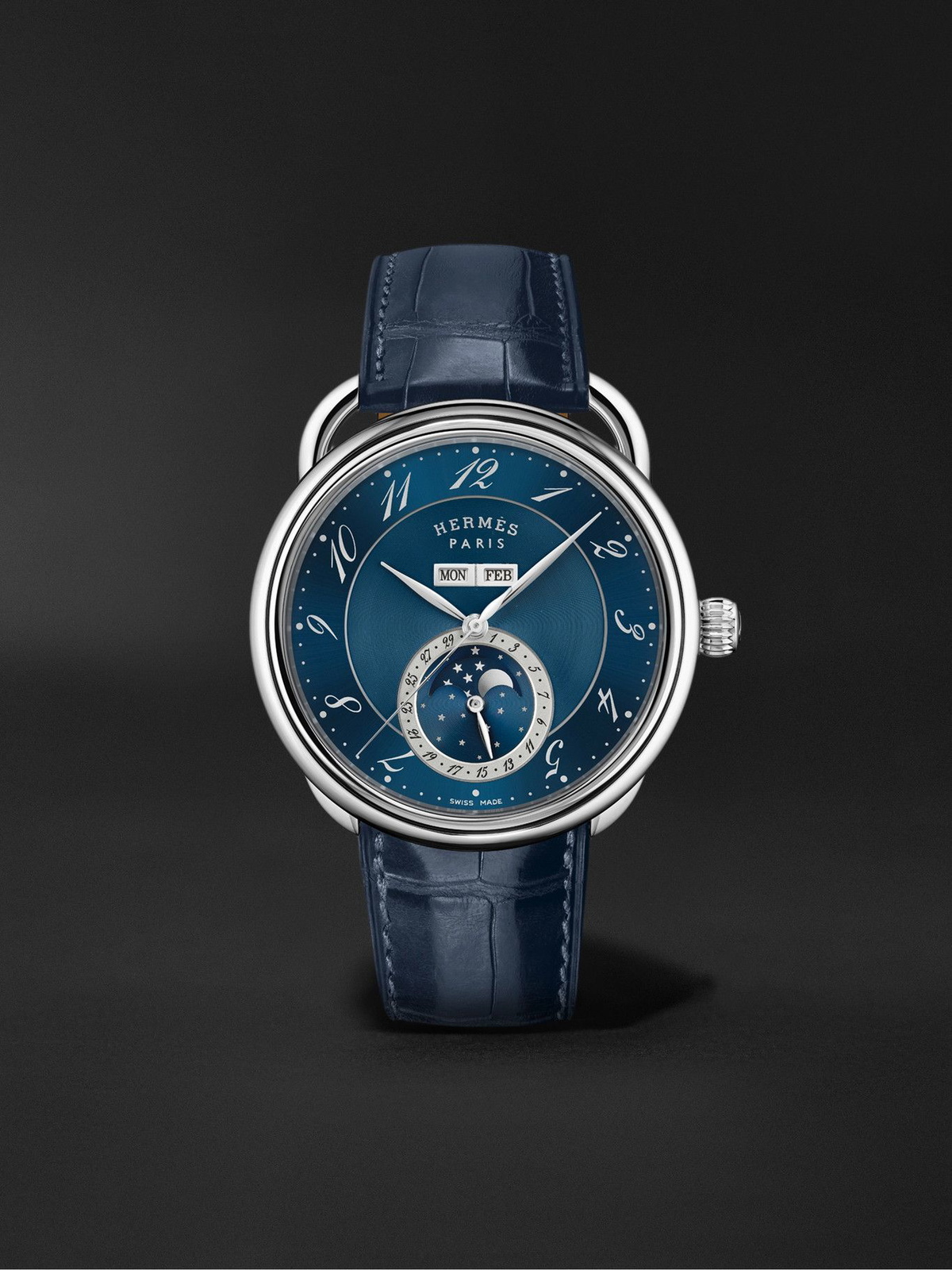 HERMÈS TIMEPIECES - Arceau Grande Lune Automatic Moon-Phase 43mm Steel ...