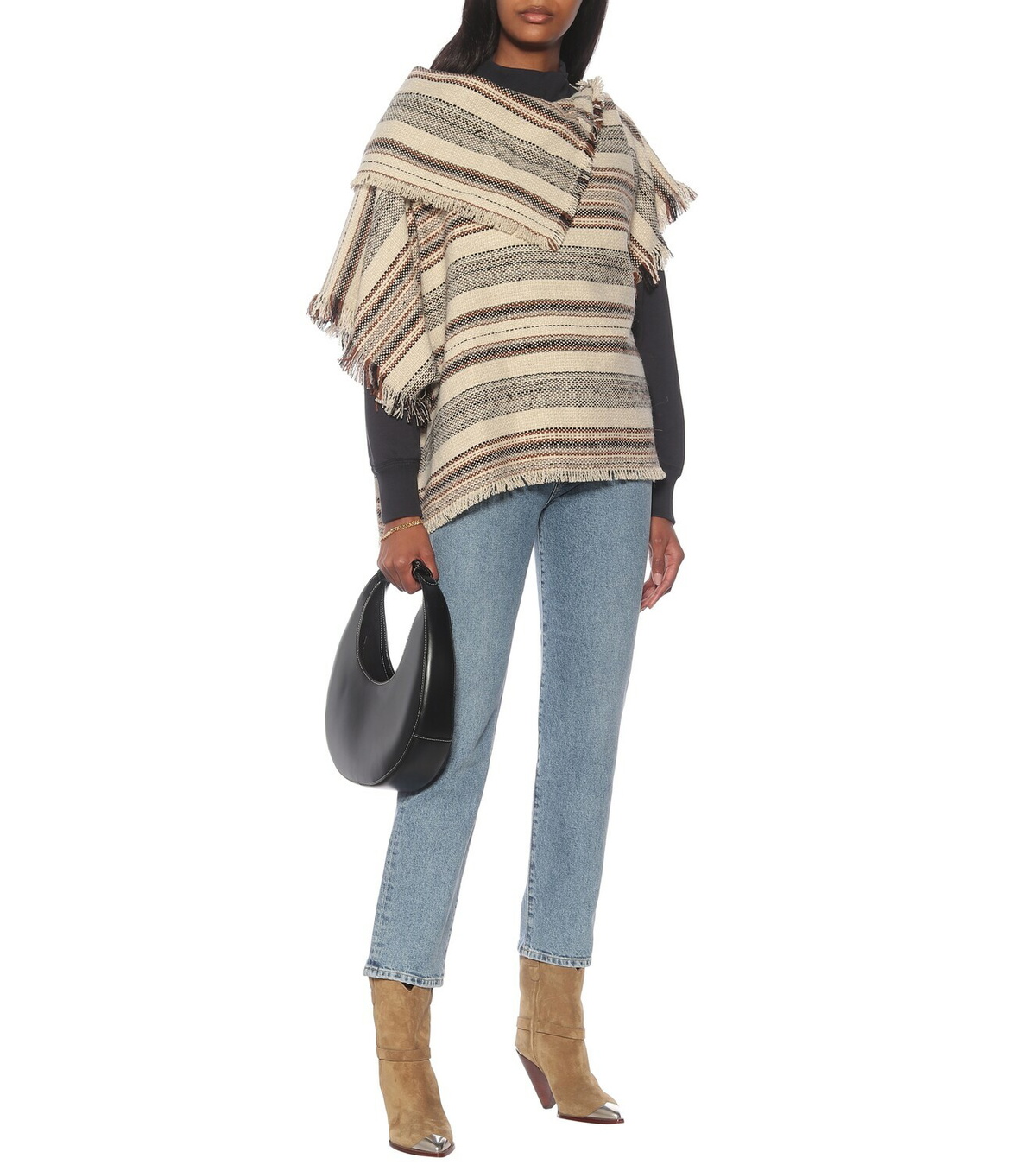 Marant Etoile Jacoya striped tweed poncho Isabel Marant Etoile