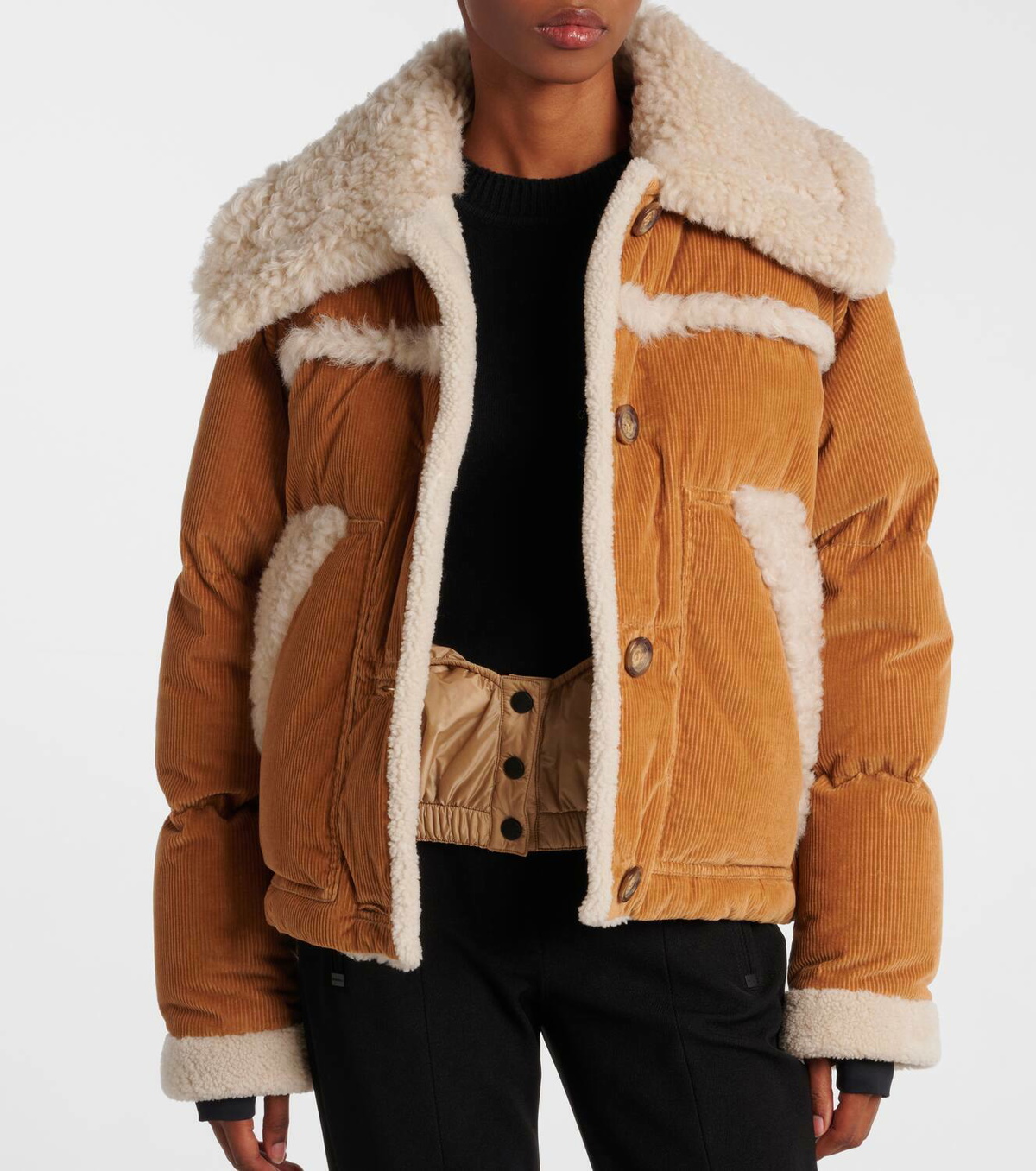 Moncler Shearling-trimmed corduroy jacket Moncler