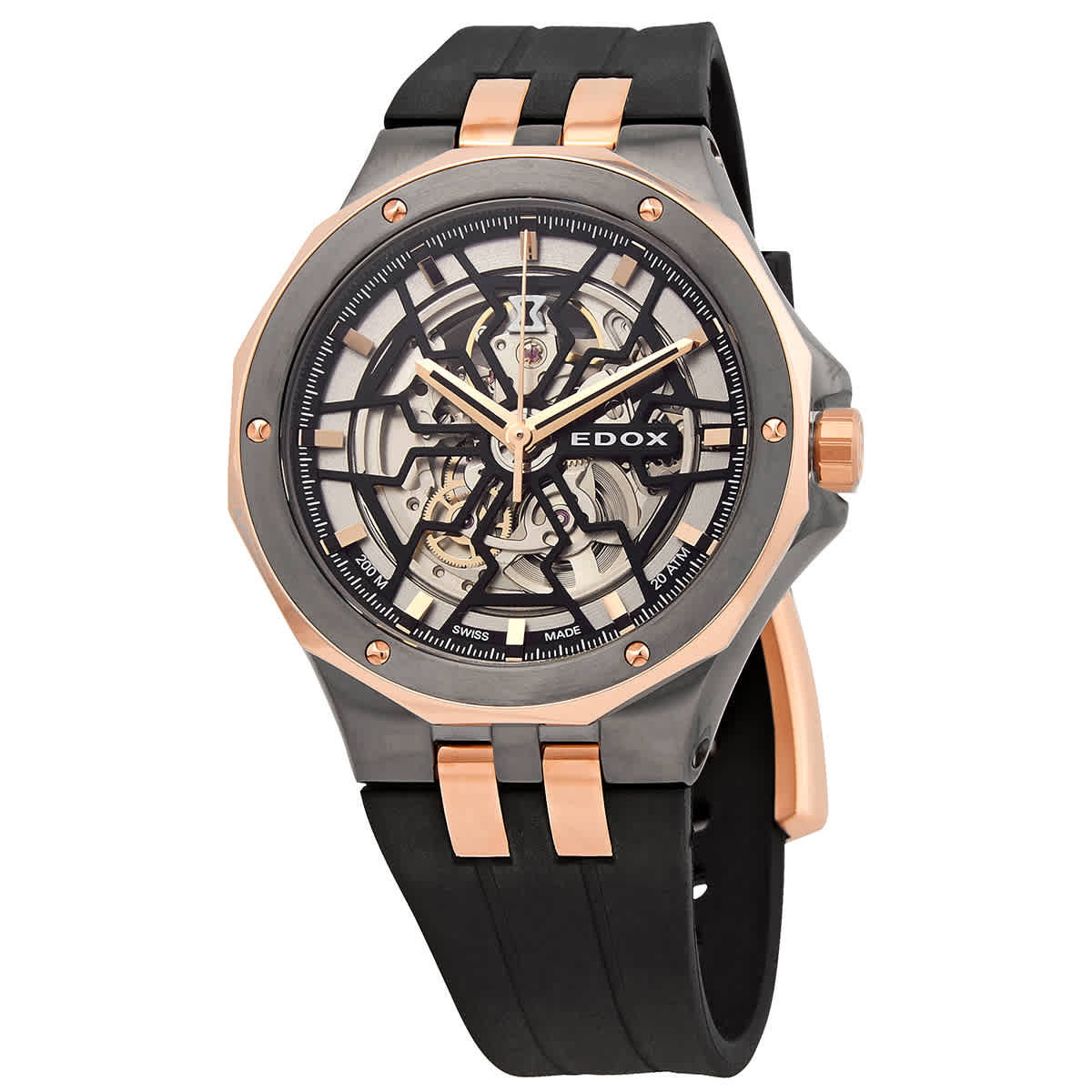Edox Automatic Black Skeleton Dial Mens Watch 85303 357GR NRN Edox