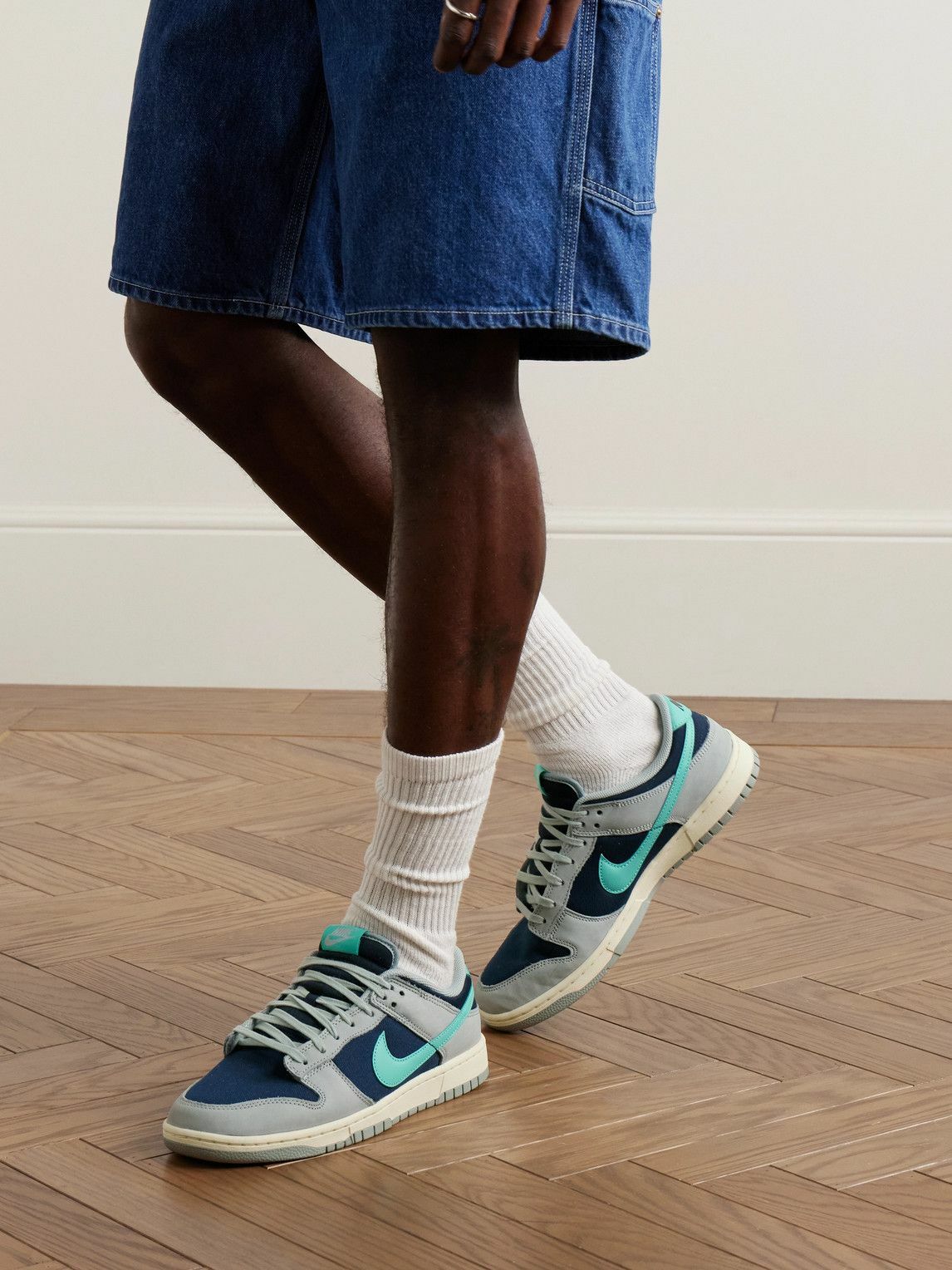 Nike - Dunk Low Retro Leather and Twill Sneakers - Gray Nike