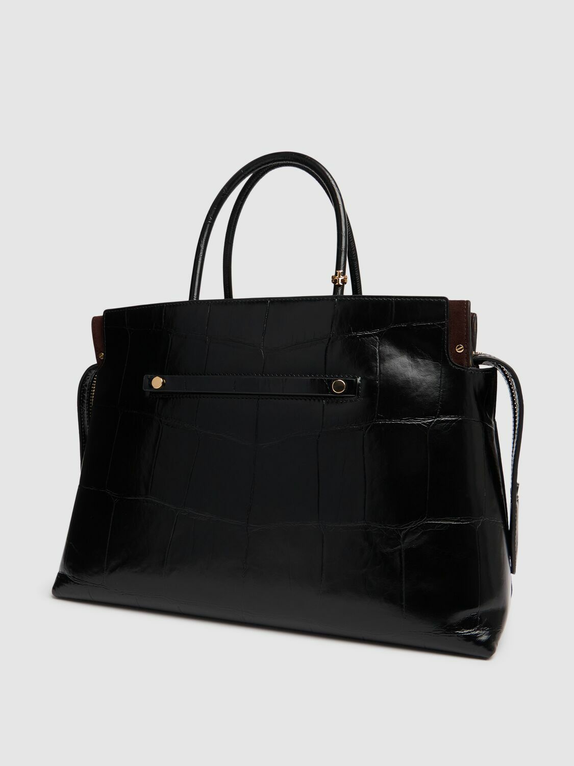 TORY BURCH Large Mercer Croc Embossed Satchel Bag Tory Burch