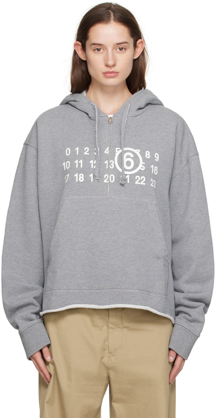 MM6 Maison Margiela Gray Print Hoodie MM6 Maison Margiela