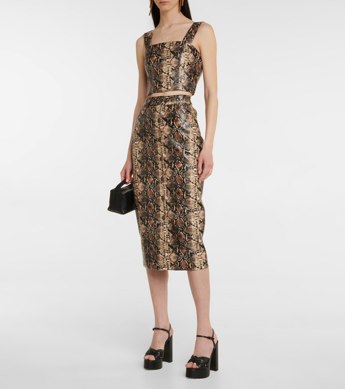 Rotate Birger Christensen Margaret snake-effect crop top ROTATE Birger ...