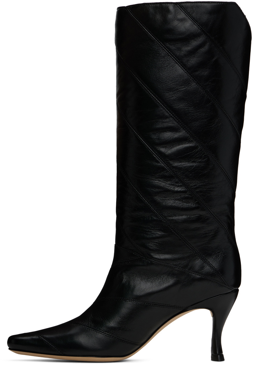 BY FAR Black Steph Creased Leather Boots By Far