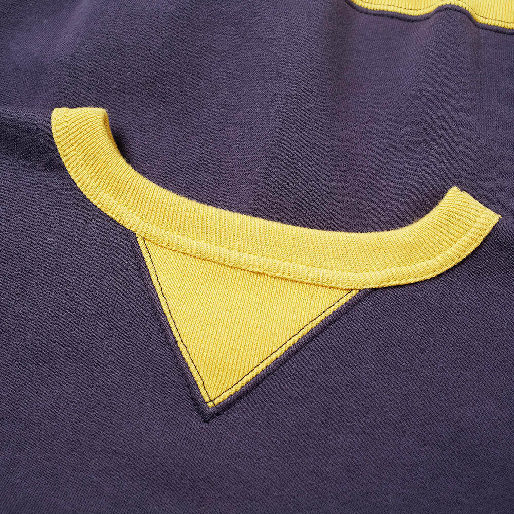 The Real McCoy's Men's Two-Tone Crew Sweat in Ink Blue/Yellow The Real ...