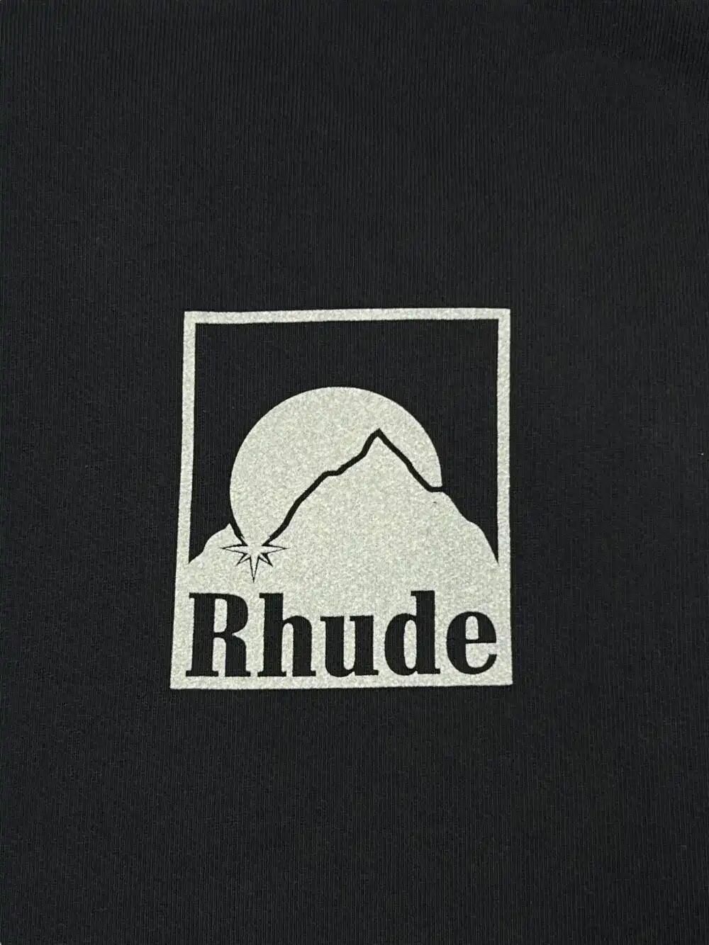 RHUDE Black Logo-Print Cotton Hoodie Rhude