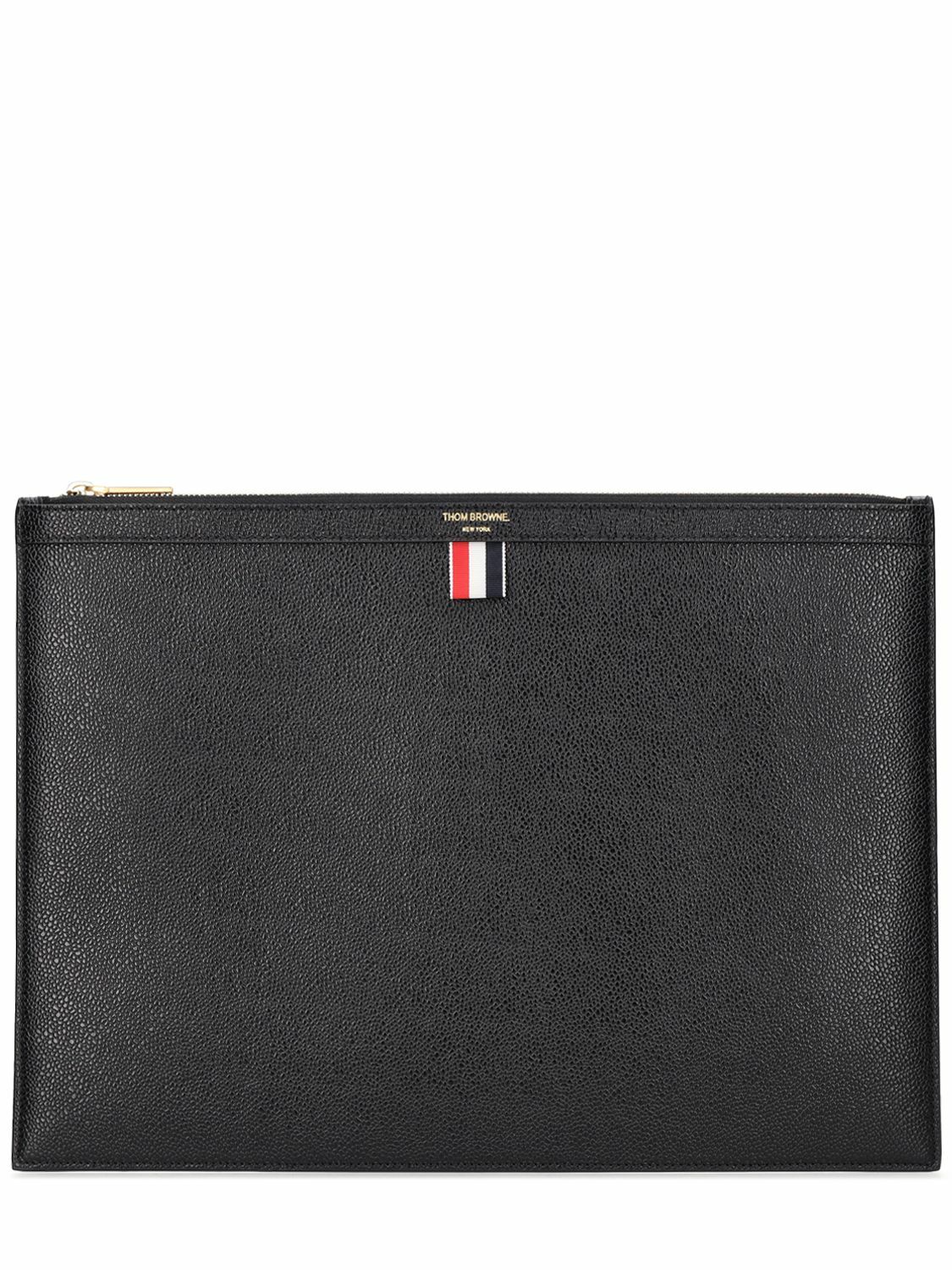 THOM BROWNE Large Pebbled Leather Zip Pouch Thom Browne