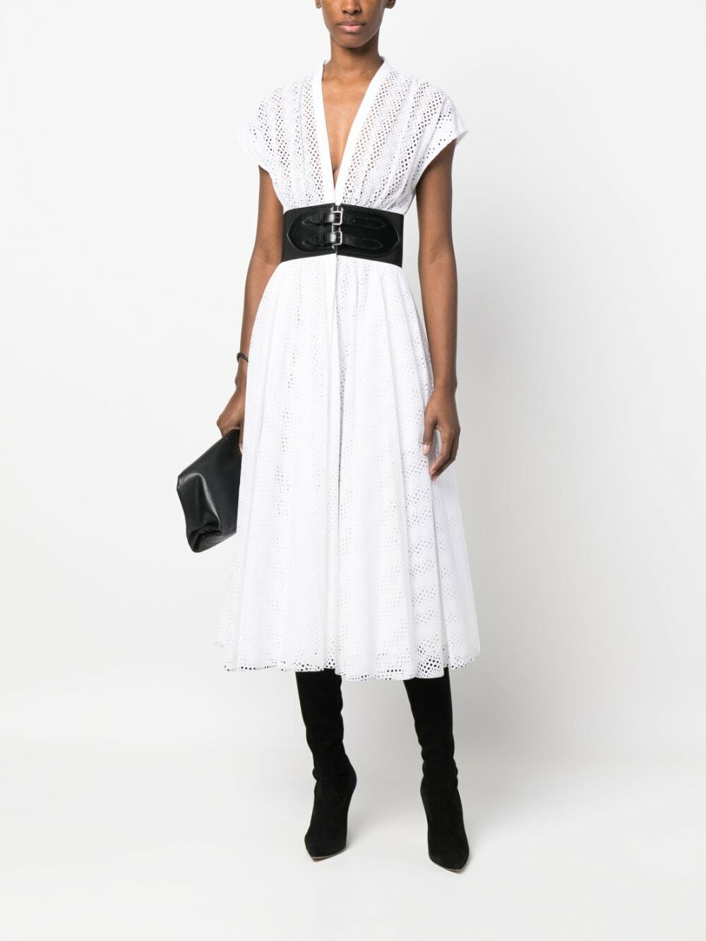 ALAÏA - Belted Midi Dress ALAÏA