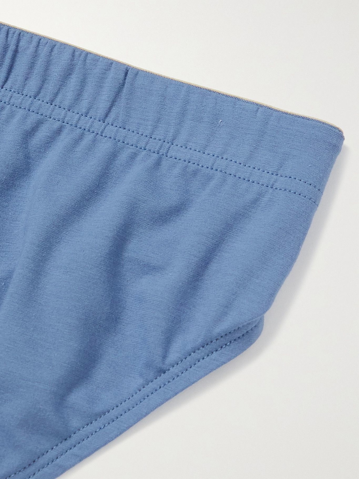 HANRO - Superior Mercerised Stretch-Cotton Briefs - Blue Hanro