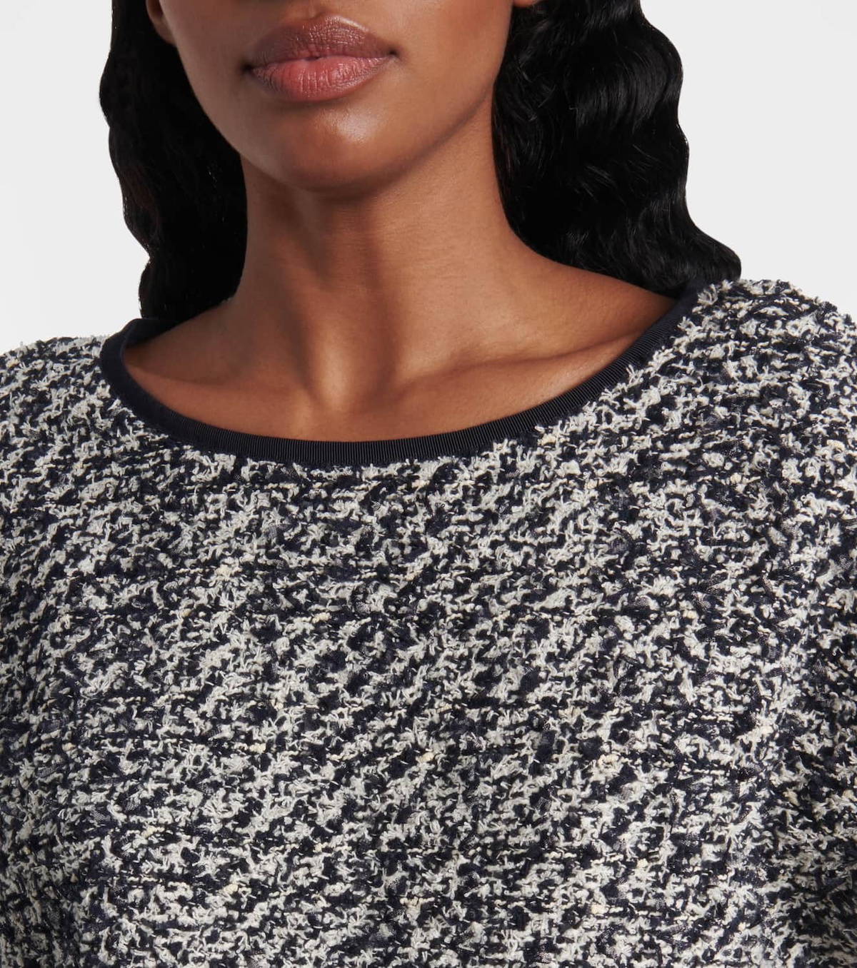 Moncler Cotton-blend tweed satin top Moncler