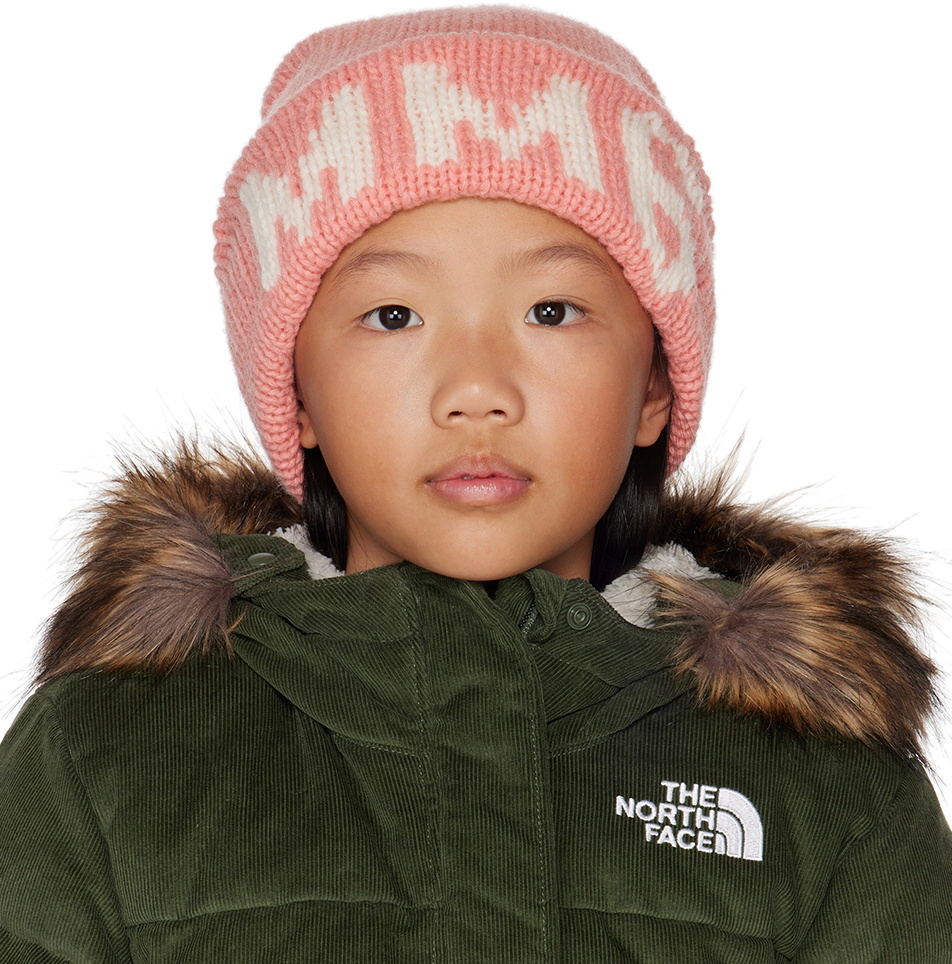 MM6 Maison Margiela Kids Pink Logo Beanie MM6 Maison Margiela