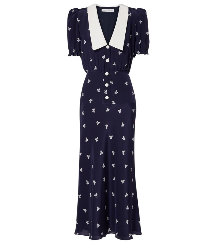 ALESSANDRA RICH - Volant Detail Silk Midi Dress Alessandra Rich
