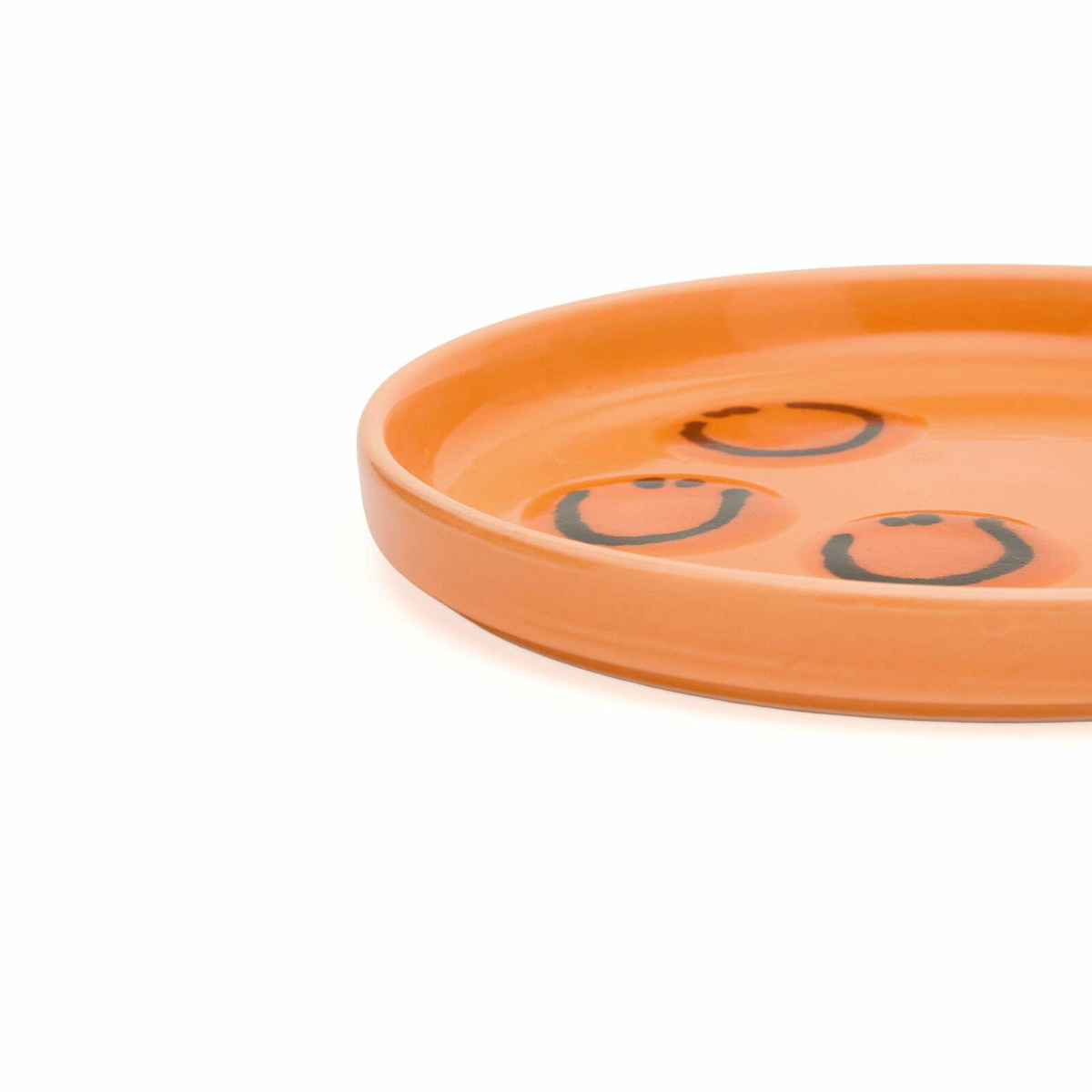 Frizbee Ceramics Baby Plate Kawaii in Orange Smile Frizbee Ceramics