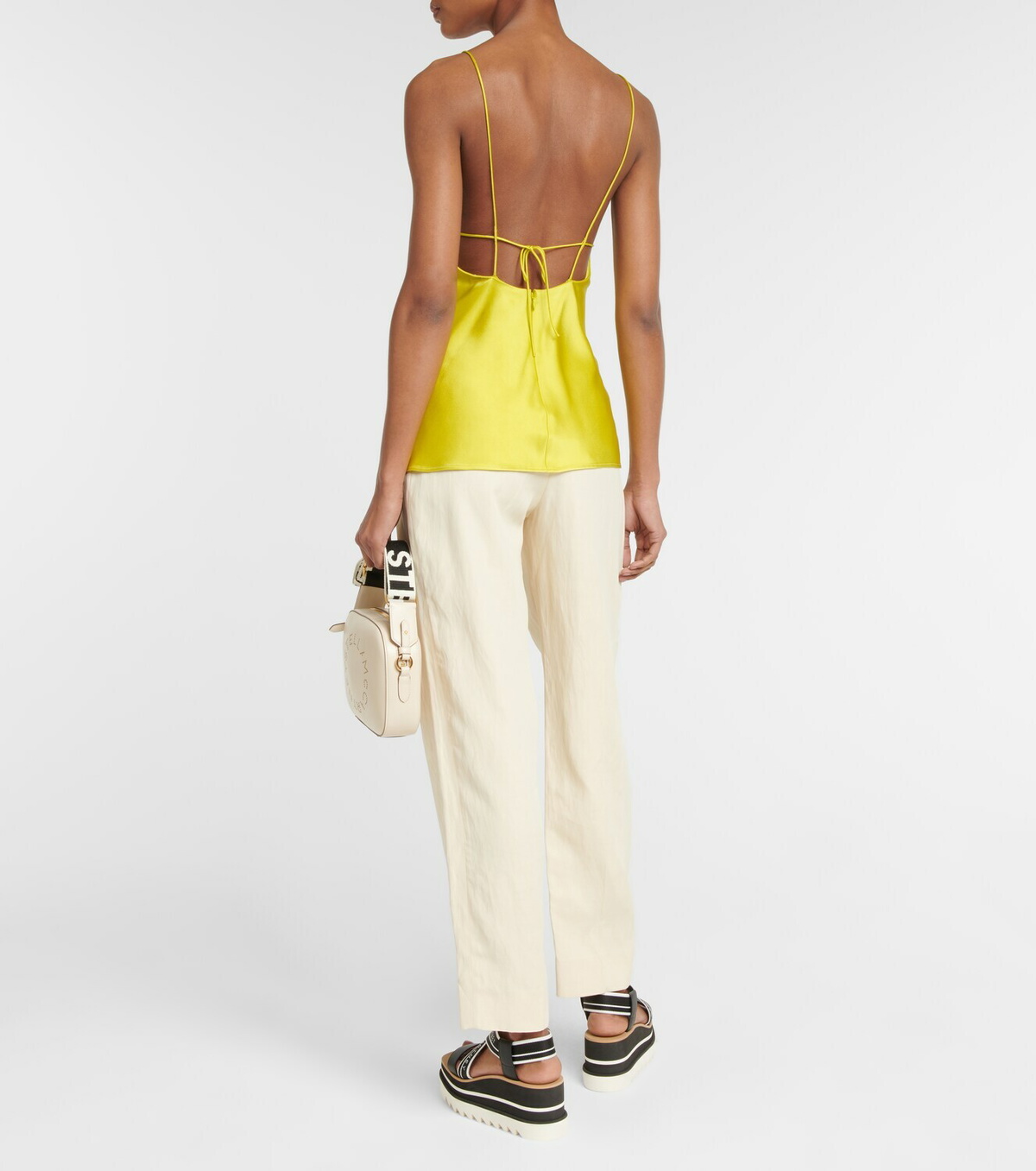 Stella McCartney - Mesh-trimmed satin camisole Stella McCartney