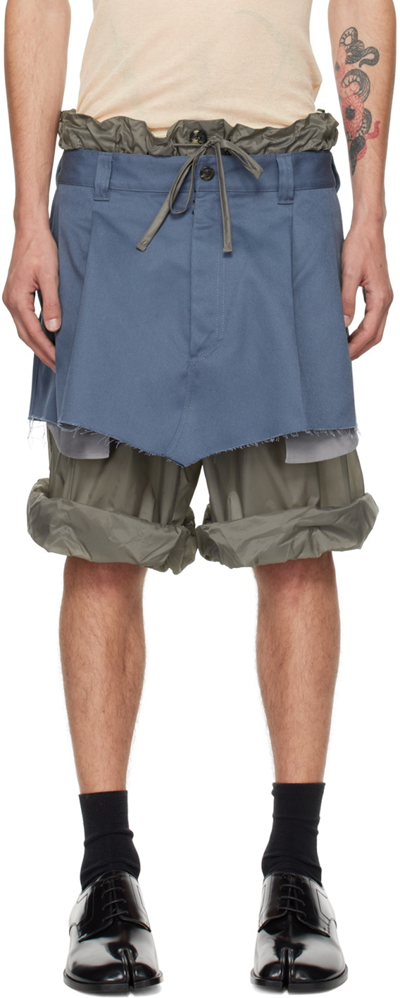 Maison Margiela Blue Layered Shorts Maison Margiela