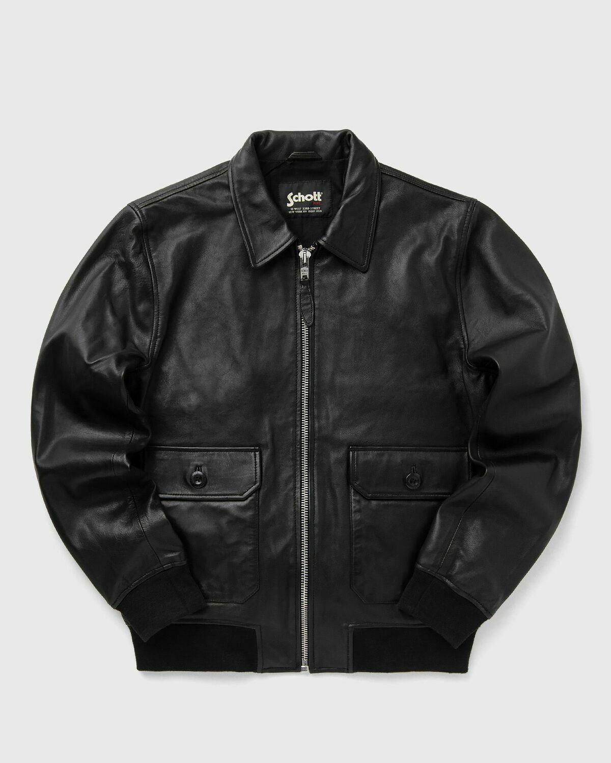 Schott NYC LC Aviator Jacket Black Mens Bomber Jacket Schott