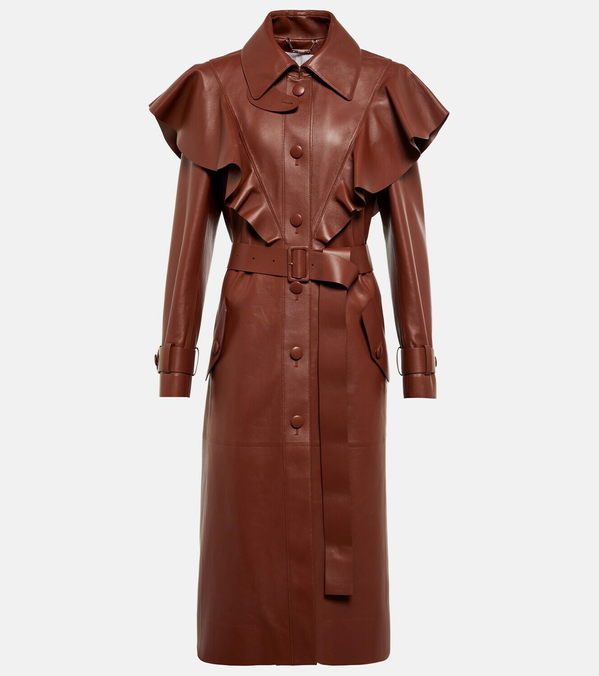 Chloe - Ruffle-trimmed leather coat Chloe