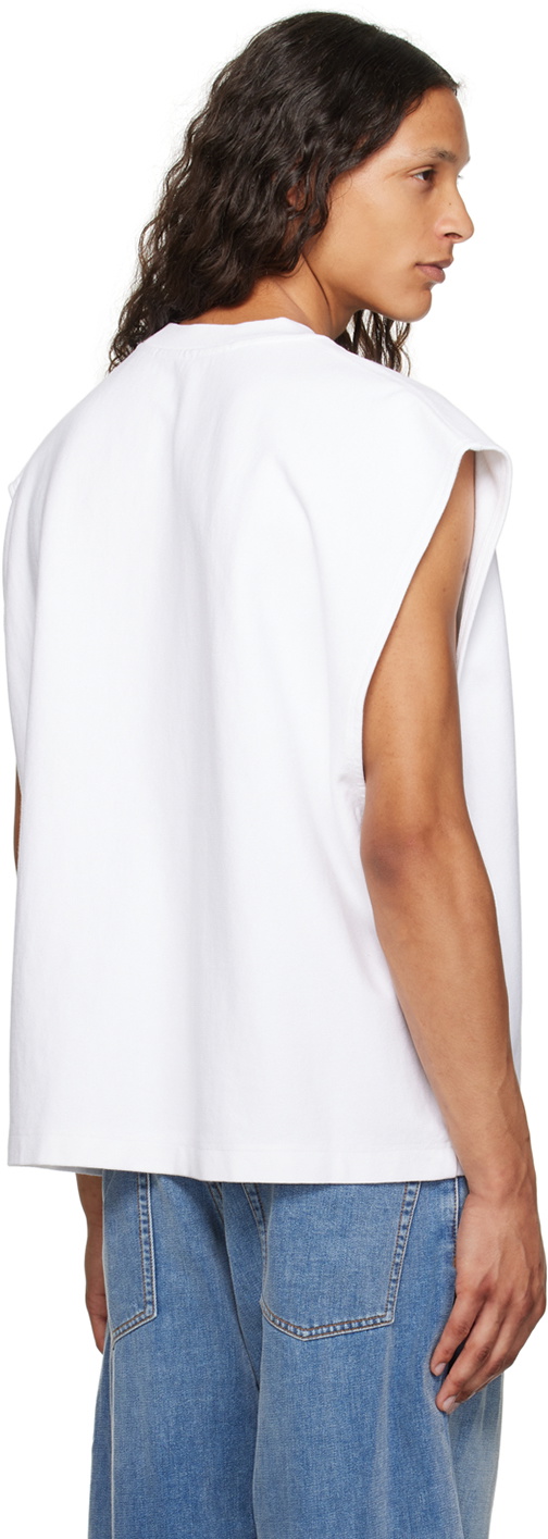 Alexander Wang White Puffed Logo Muscle Tank Top Alexander Wang