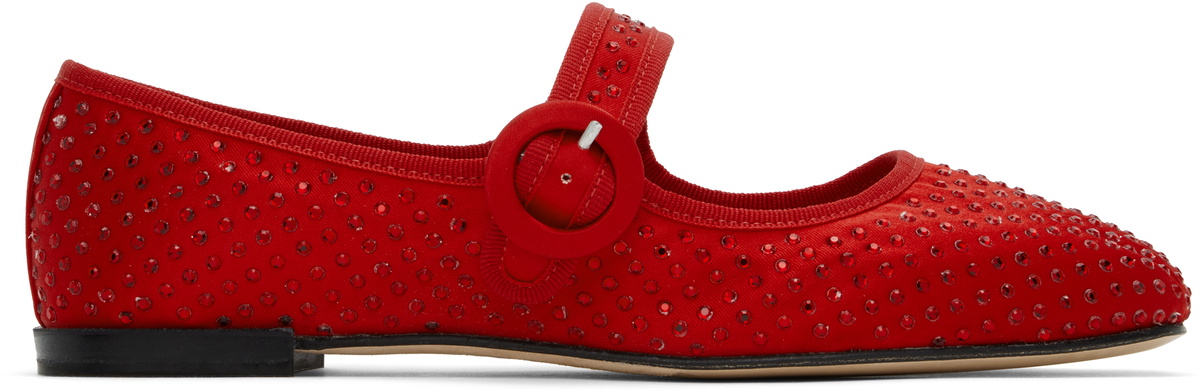 Repetto Red Georgia Strass Mary Jane Ballerina Flats Repetto