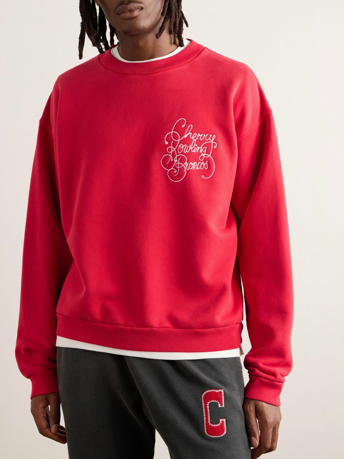 Cherry Los Angeles - Bowling Broncos Logo-Embroidered Printed Cotton ...