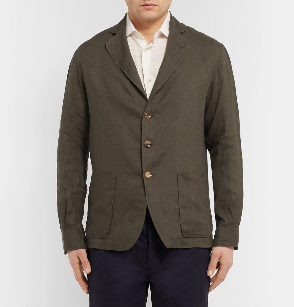 Lardini - Army-Green Unstructured Linen Blazer - Men - Army green Lardini